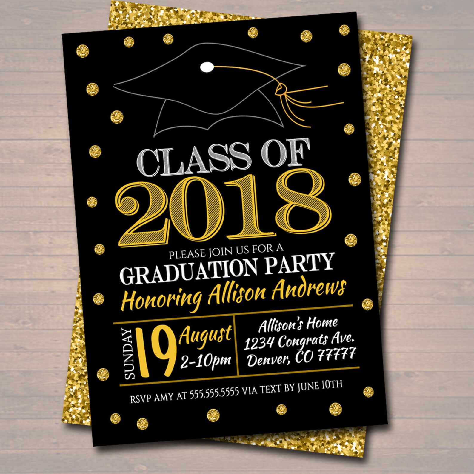 EDITABLE Graduation Party Invitation High School Graduation - Etsy