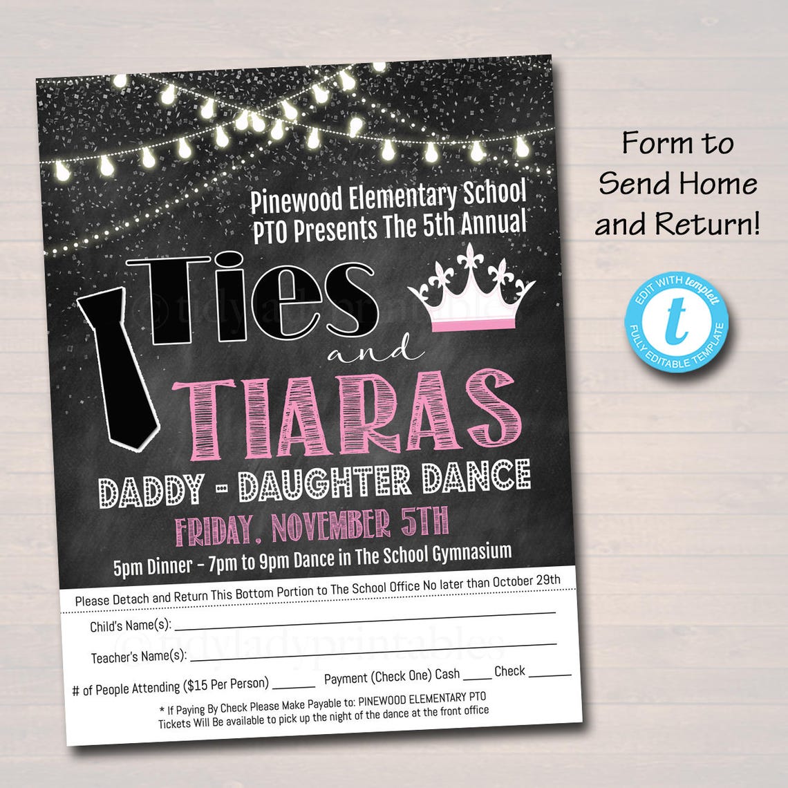 EDITABLE Daddy Daughter Dance Set School Dance Flyer Party - Etsy