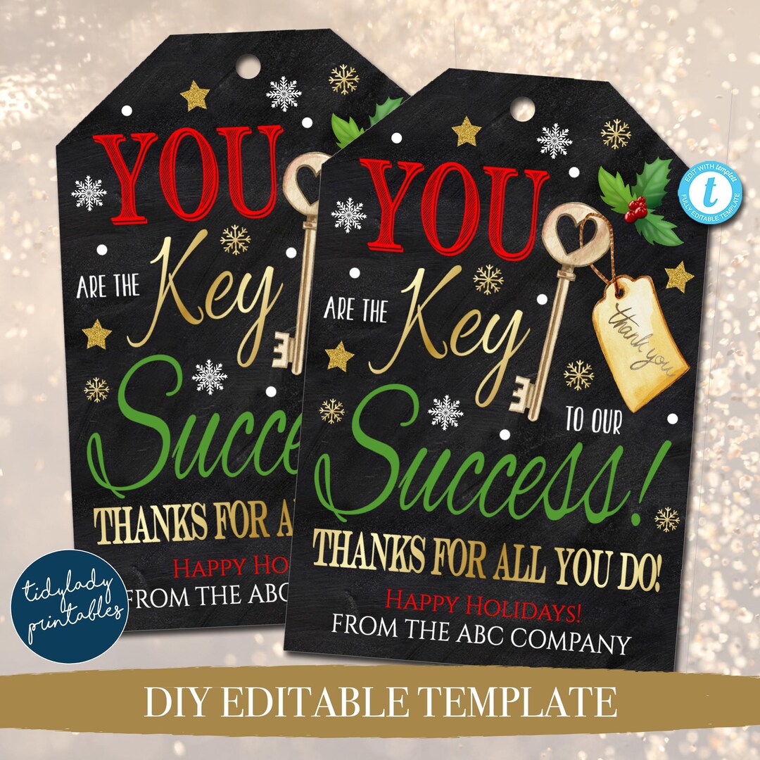 You Are the Key to Our Success Christmas Appreciation Gift Tag, Thank ...