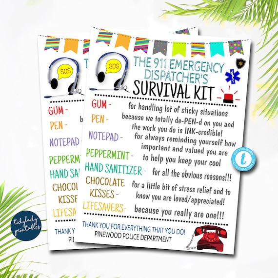 Emergency Dispatcher Survival Kit Tags, Unique Gift Present, Funny ...
