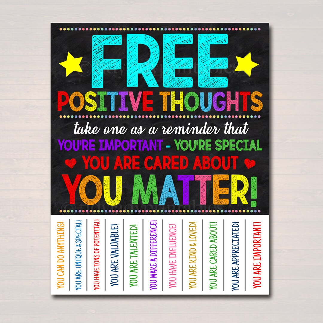 Positive Thoughts Tear-off Flyer: School Counselor Office Decor ...