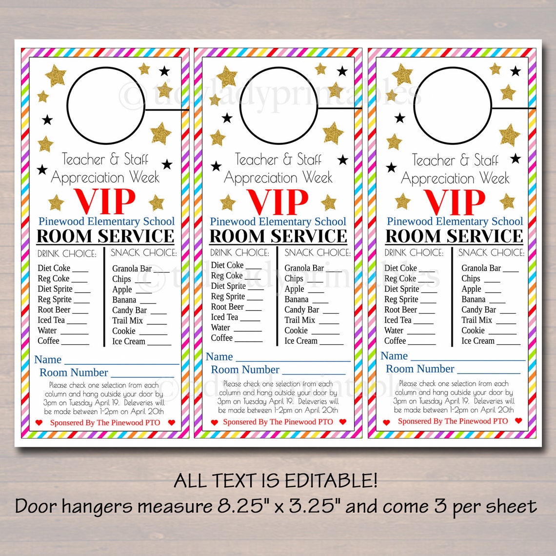 EDITABLE Room Service Door Hanger INSTANT DOWNLOAD Teacher - Etsy