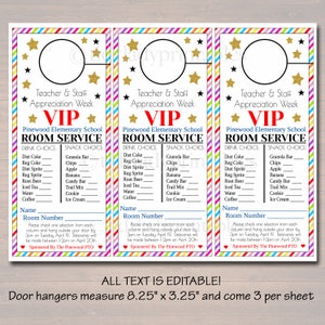 Editable Room Service Door Hanger: Teacher Appreciation (instant ...