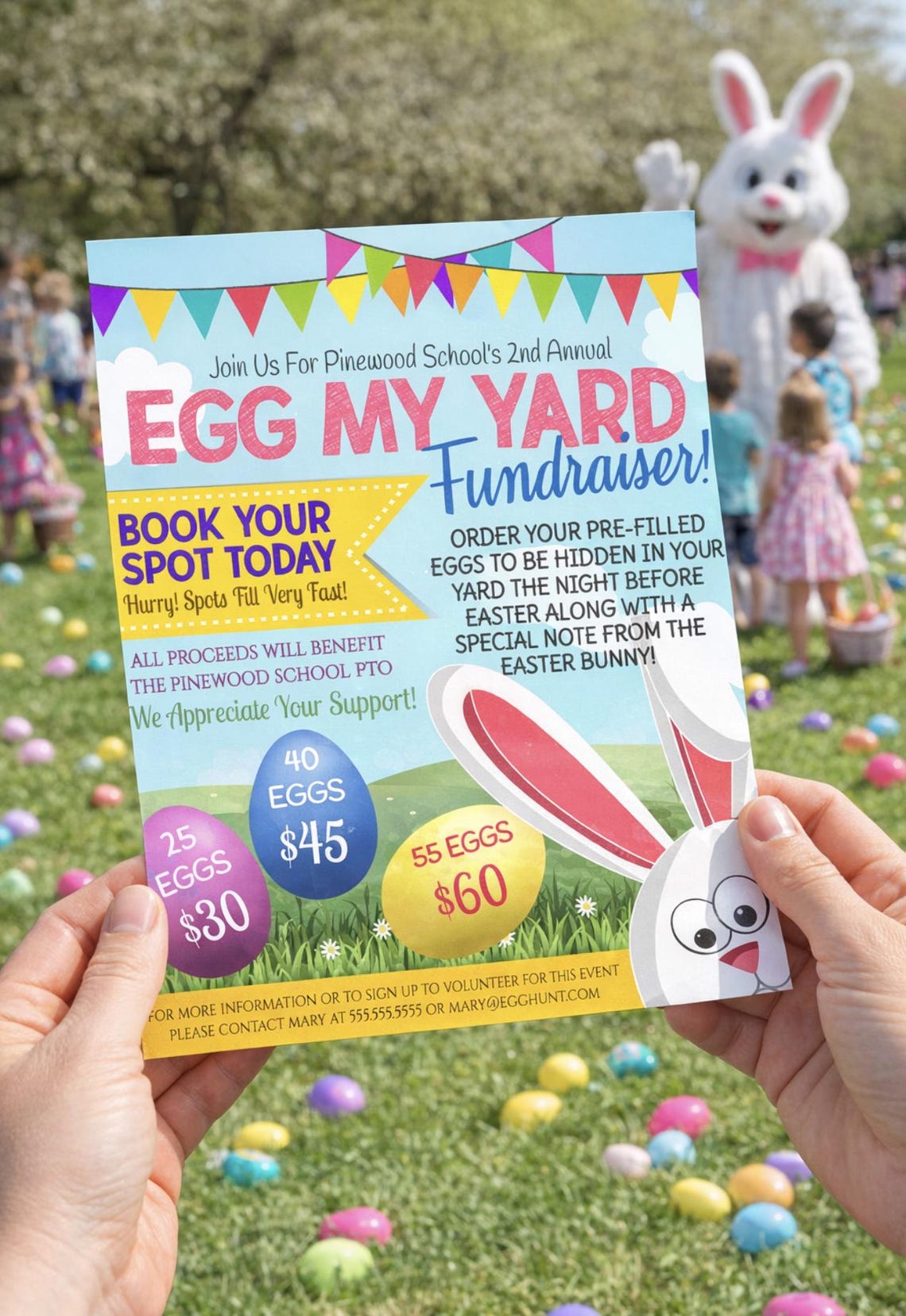 Easter Egg My Yard Fundraiser Flyer: Editable Spring Egg Hunt Invite ...