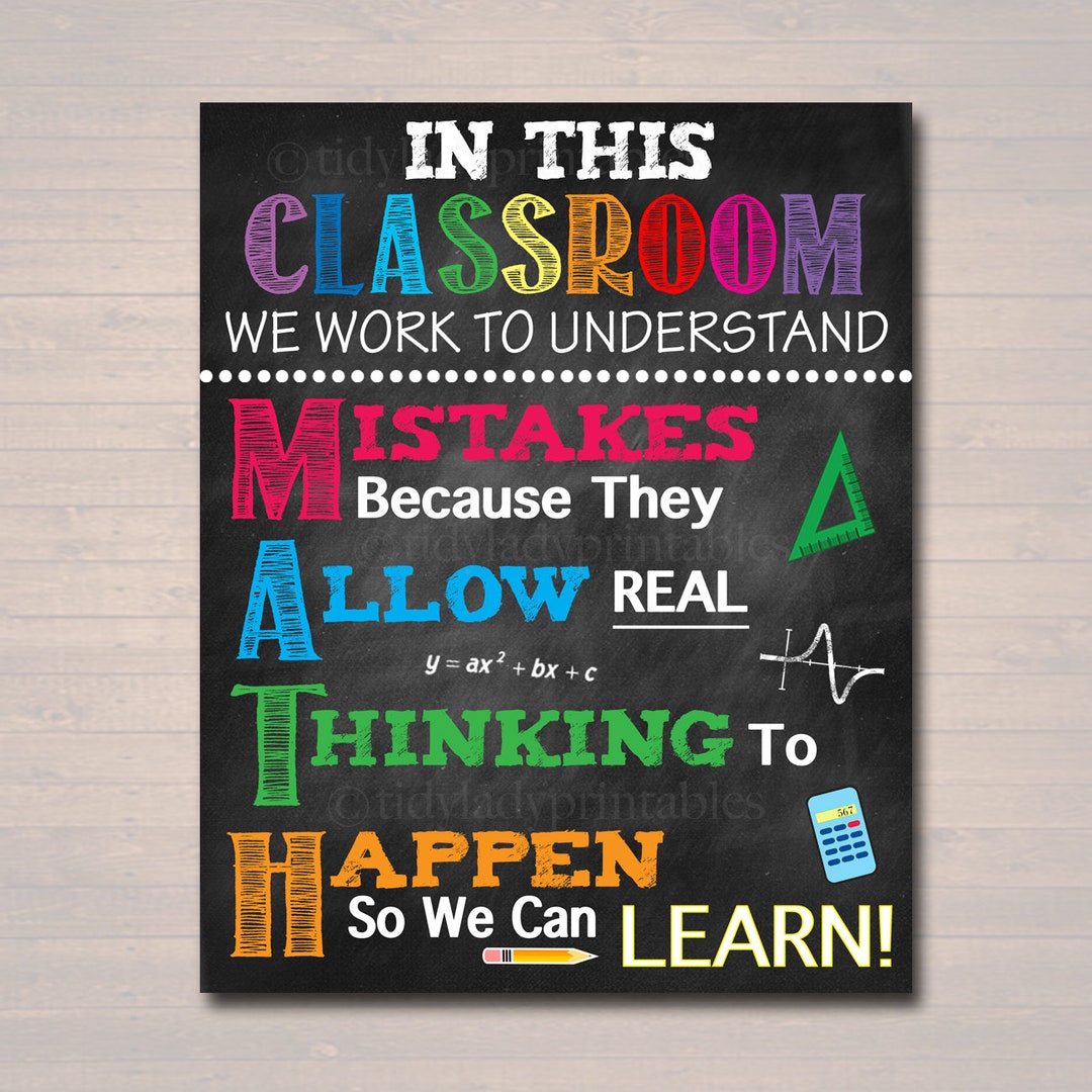 MATH Teacher Classroom Poster, Printable Mistakes Math Classroom, Math ...