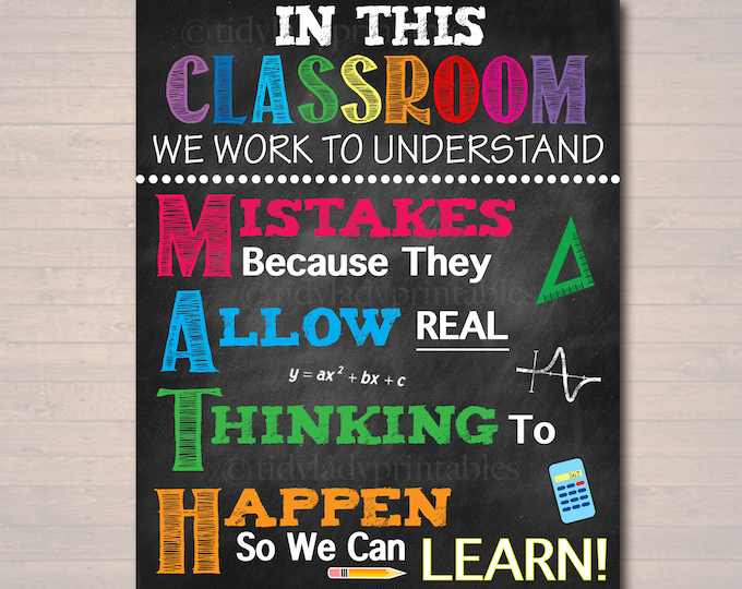 MATH Teacher Classroom Poster, Printable Mistakes Math Classroom ...