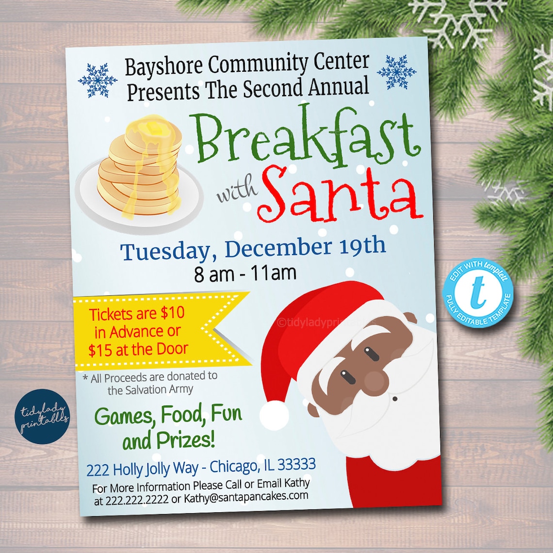 EDITABLE Breakfast With Santa Flyer & Tickets Breakfast With - Etsy