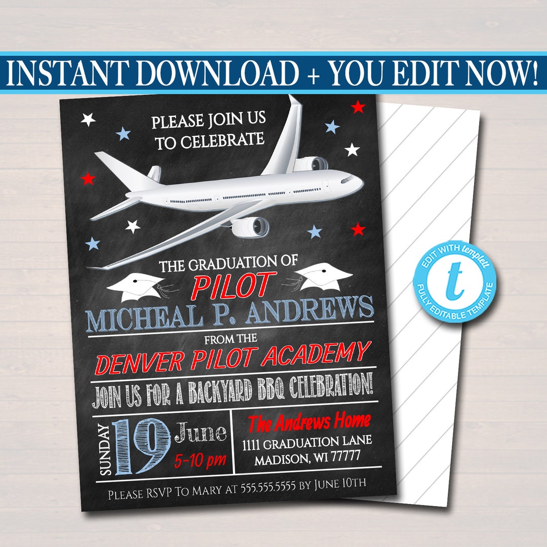 Pilot Graduation Invitation Air Force Academy Graduate Invite ...