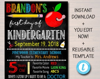 First Day of School Sign Back to School Chalkboard Poster | Etsy Canada