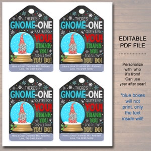 Christmas Gift Tags, Holiday Gnome Elf Holiday Appreciation Staff ...