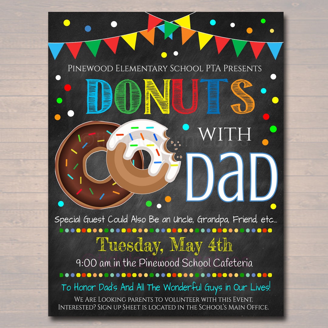 Donuts With Dad Flyer: Editable PTA School Event (digital Download ...