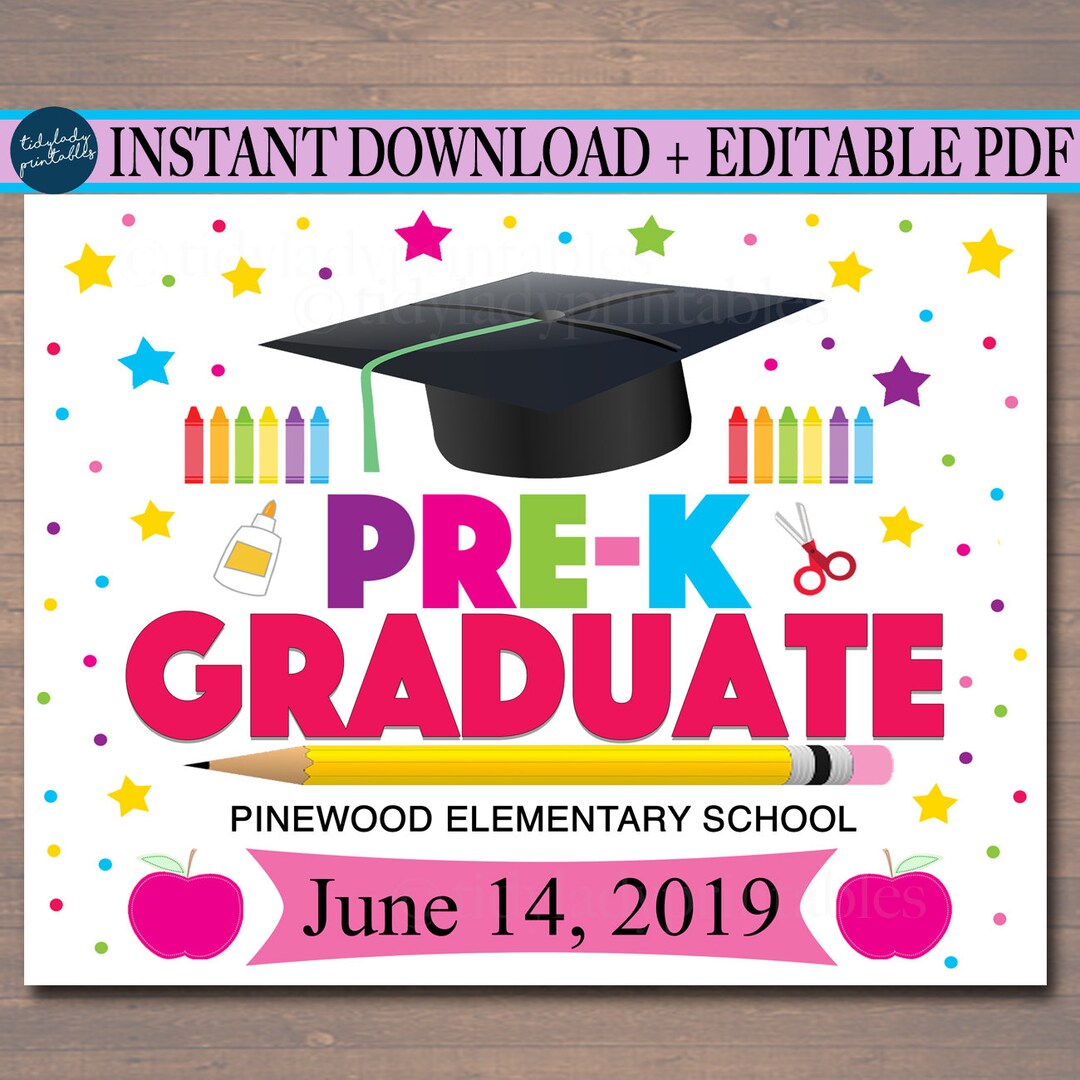 EDITABLE DATE Pre-k Graduation Photo Prop, End of School Chalkboard ...
