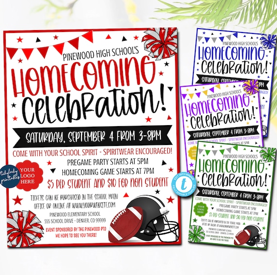 Editable Homecoming Flyer, School Spirit Night Party, Homecoming ...