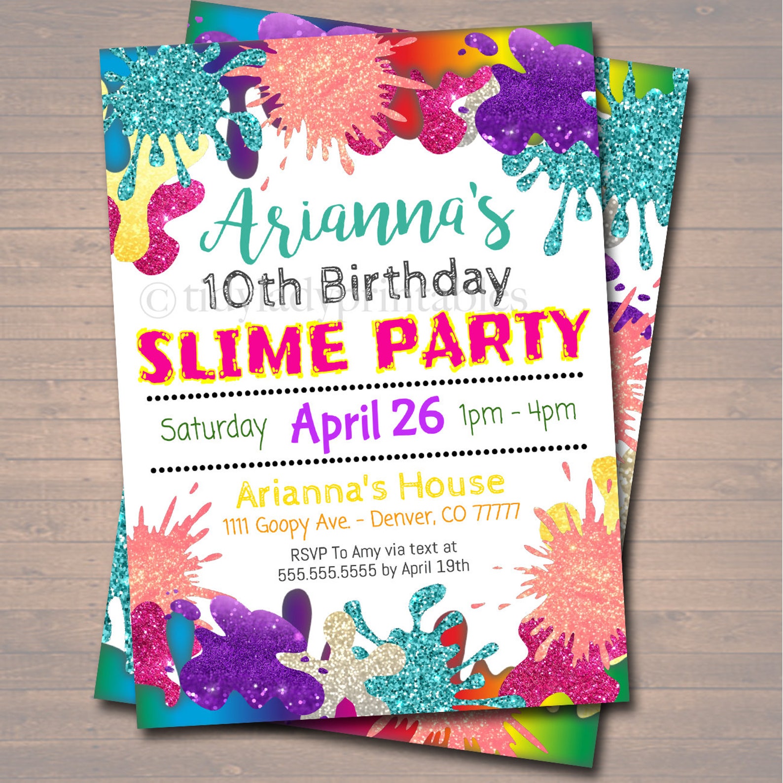 EDITABLE Slime Party Birthday Invitation Slime Mad Scientist - Etsy