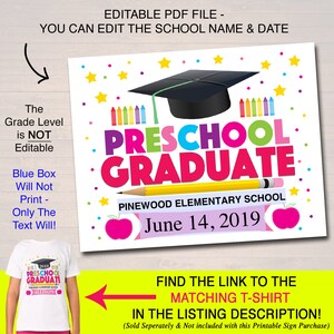 EDITABLE DATE Preschool Graduation Photo Prop, End of School Chalkboard ...