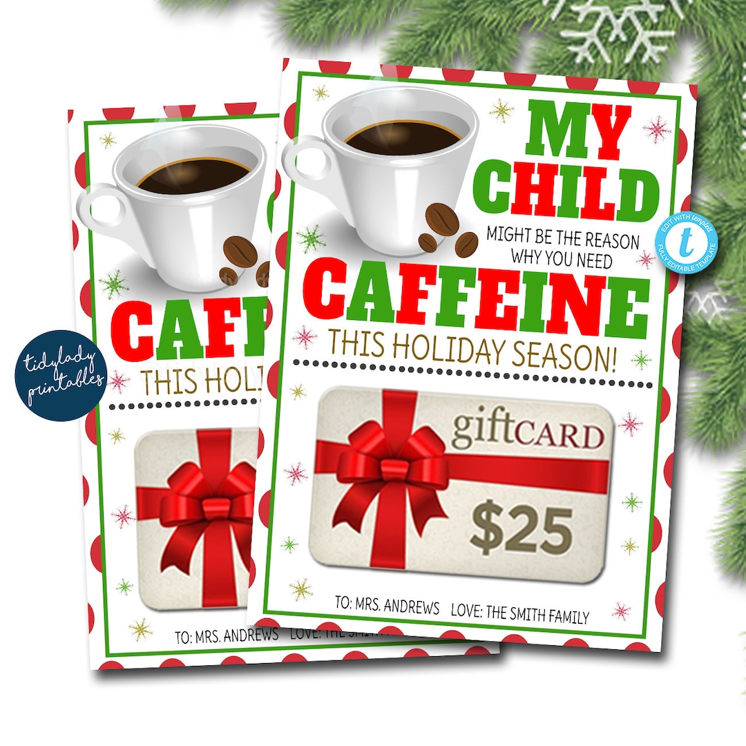 EDITABLE Christmas Thanks a Latte Coffee Gift Card Holder Printable ...