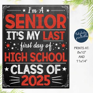 First Day of Senior Year Sign First Day of 12th Grade Sign Class of ...