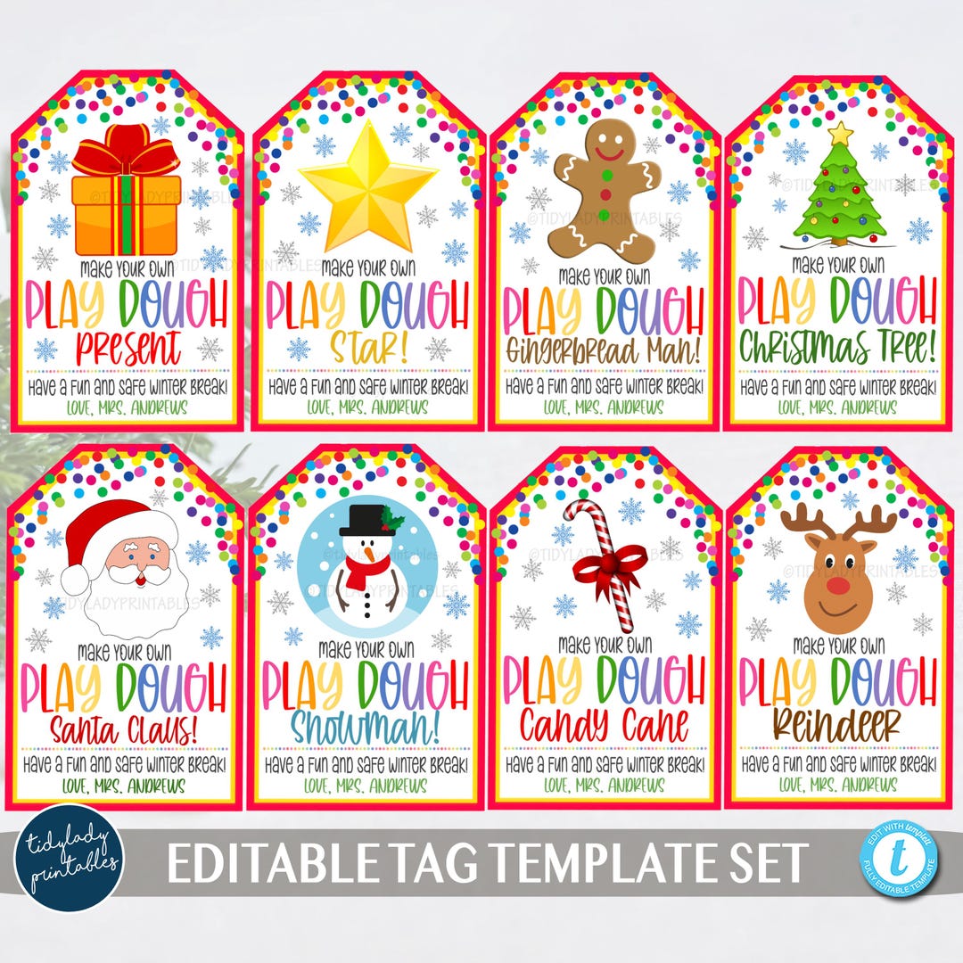 Play Dough Gift Tag Set: Printable Holiday Classroom Tags (EDITABLE) - Etsy
