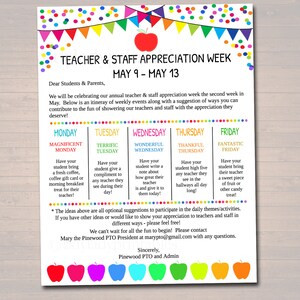 Editable Teacher Appreciation Staff Invitation Family Newsletter ...