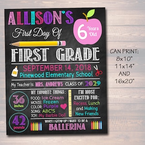 First Day of School Sign, Back to School Chalkboard Poster ...