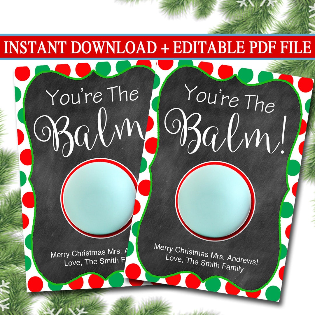 EDITABLE Lip Balm Tags, Christmas Teacher Gift INSTANT DOWNLOAD, Coach ...