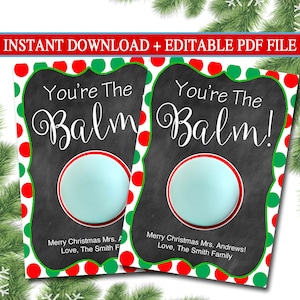EDITABLE Lip Balm Tags, Christmas Teacher Gift INSTANT DOWNLOAD, Coach ...