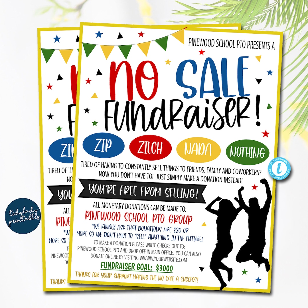 NO Sale Fundraiser Flyer, PTO Fundraiser, School Fundraiser, Raffle ...