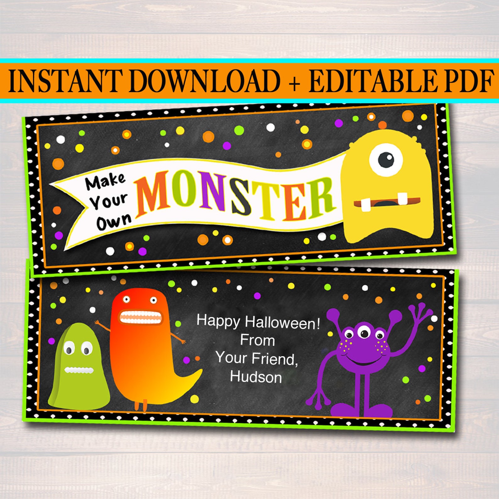Make Your Own Monster Treat Bag Toppers Halloween Favor Tags | Etsy