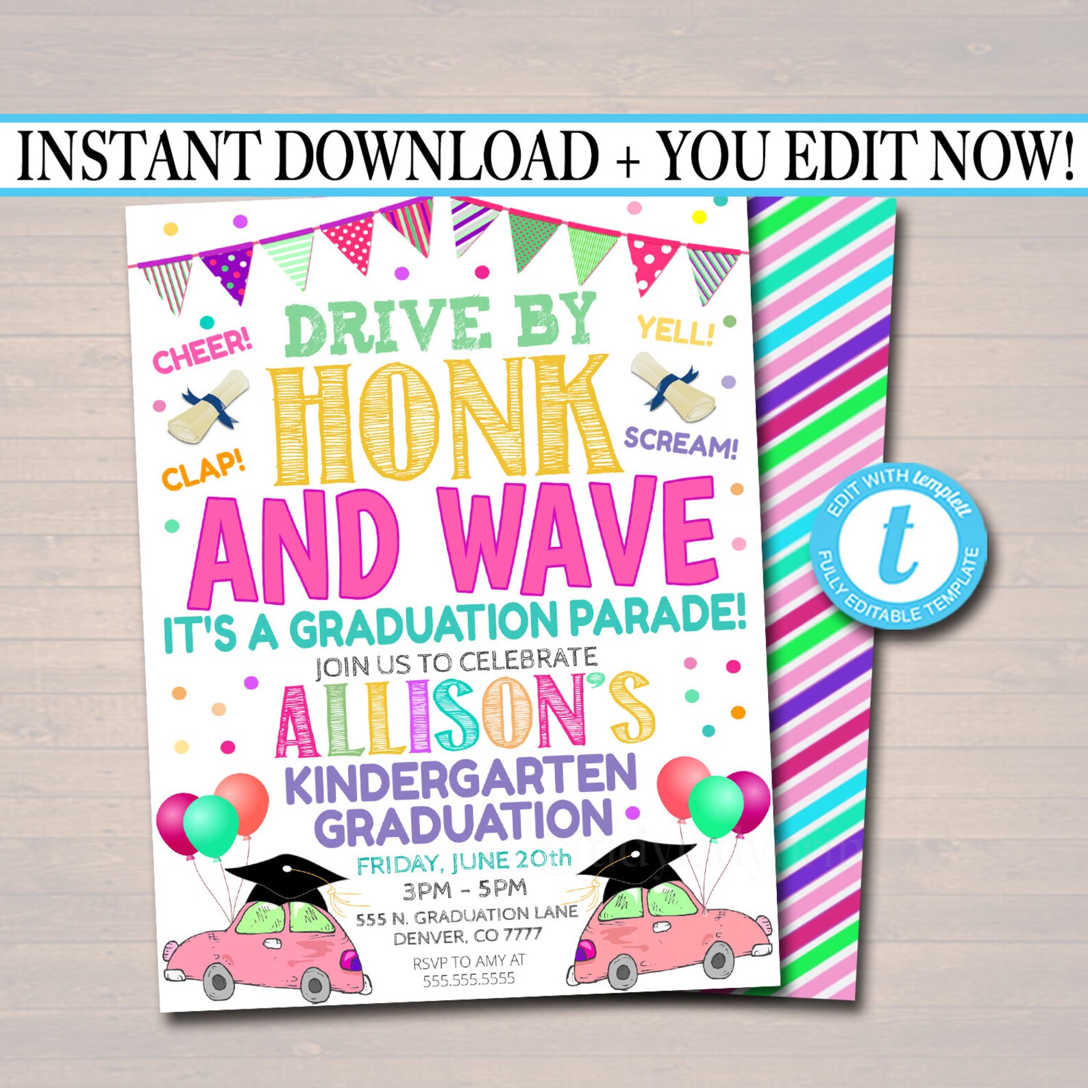 Drive by Graduation Parade Party Invitation Virtual Online | Etsy