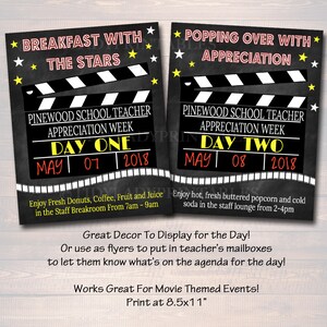 EDITABLE Teacher Appreciation Movie Themed Decor, Digital Files, Cinema ...