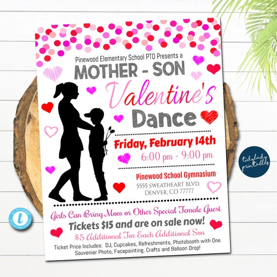 EDITABLE Mother Son Valentine's Day Dance, Sweet Heart School Dance ...