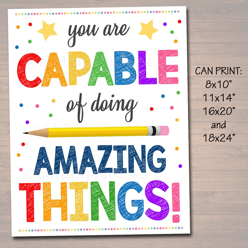 You Are Capable Print: Classroom, Counselor, Therapist Office Art ...