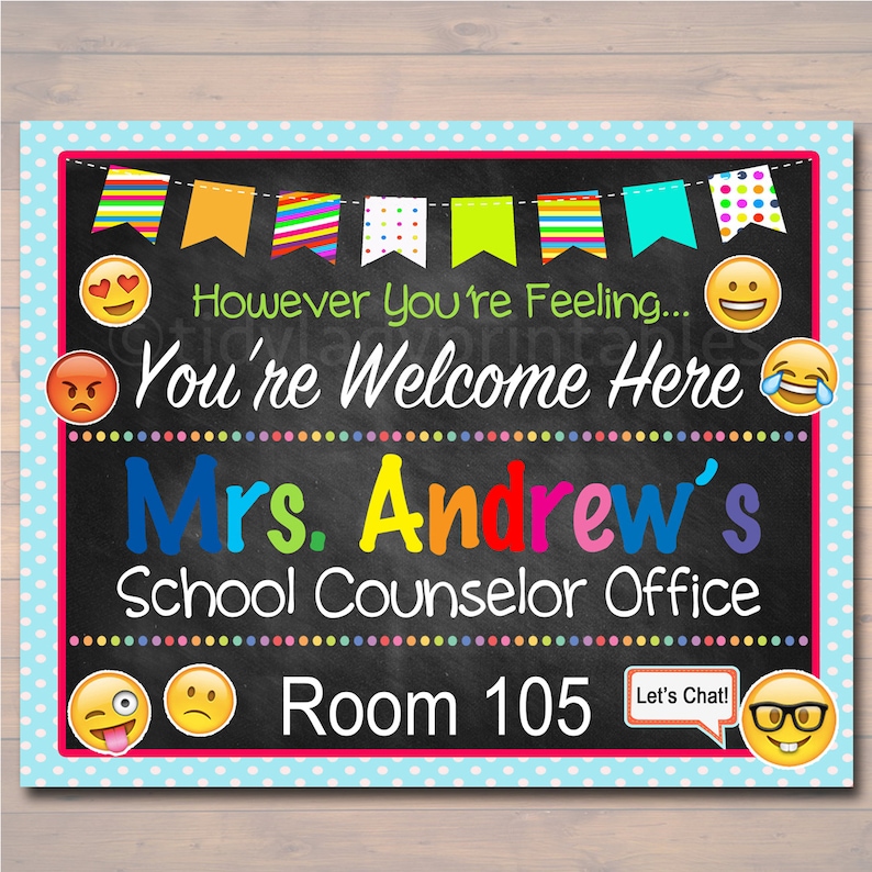 Editable School Counselor Office Sign: Colorful Decor (digital Download ...