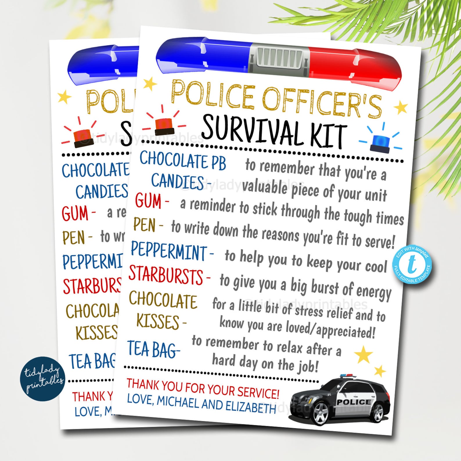 Police Officer Survival Kit Tags: Editable Gift (digital Download) - Etsy