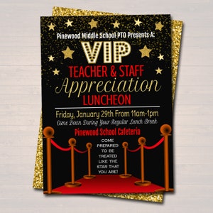 Editable Teacher Appreciation Staff Invitation, Chalkboard Printable ...