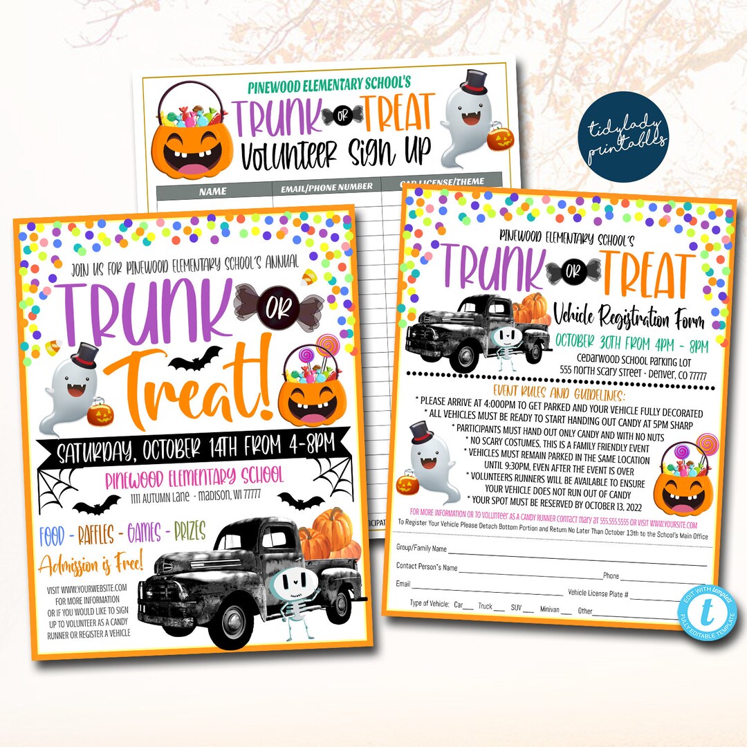 EDITABLE Trunk or Treat Flyer/invitation Printable Halloween Invitation ...