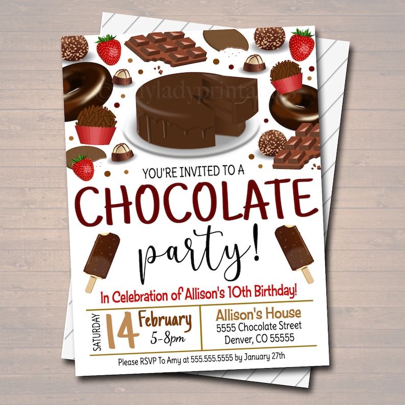 EDITABLE Chocolate Party Invitation Party Invite Dessert | Etsy Canada