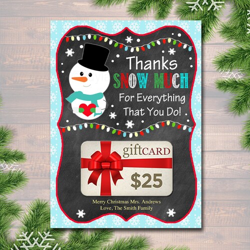 EDITABLE Christmas Thank You Snow Much Gift Card Holder | Etsy