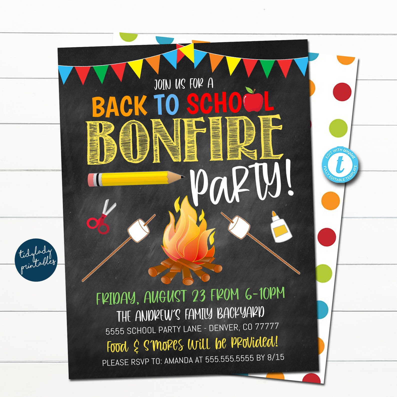 Back to School Bonfire Party Invitation End of Summer Bash - Etsy