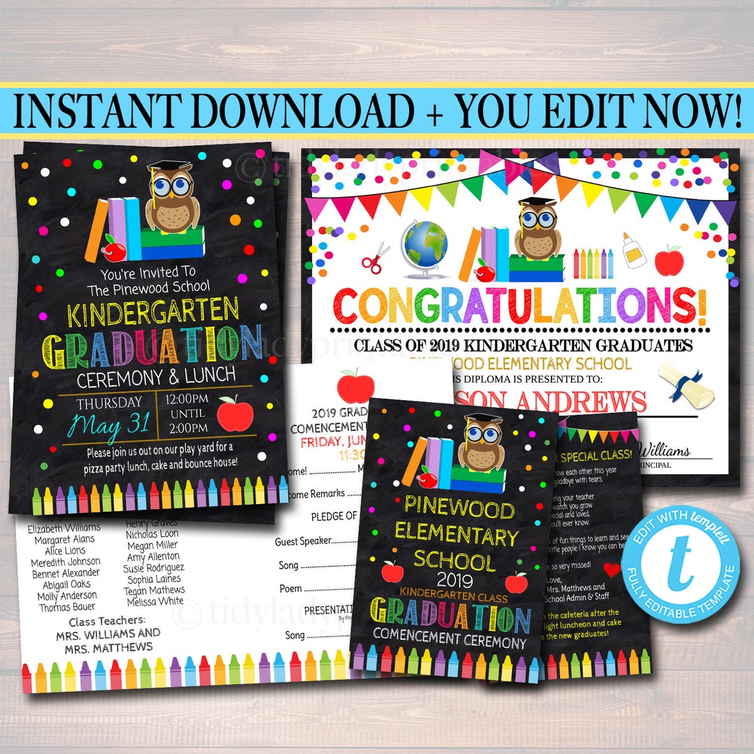 25% OFF Huge Graduation Ceremony Set, Invitation, Program Template ...