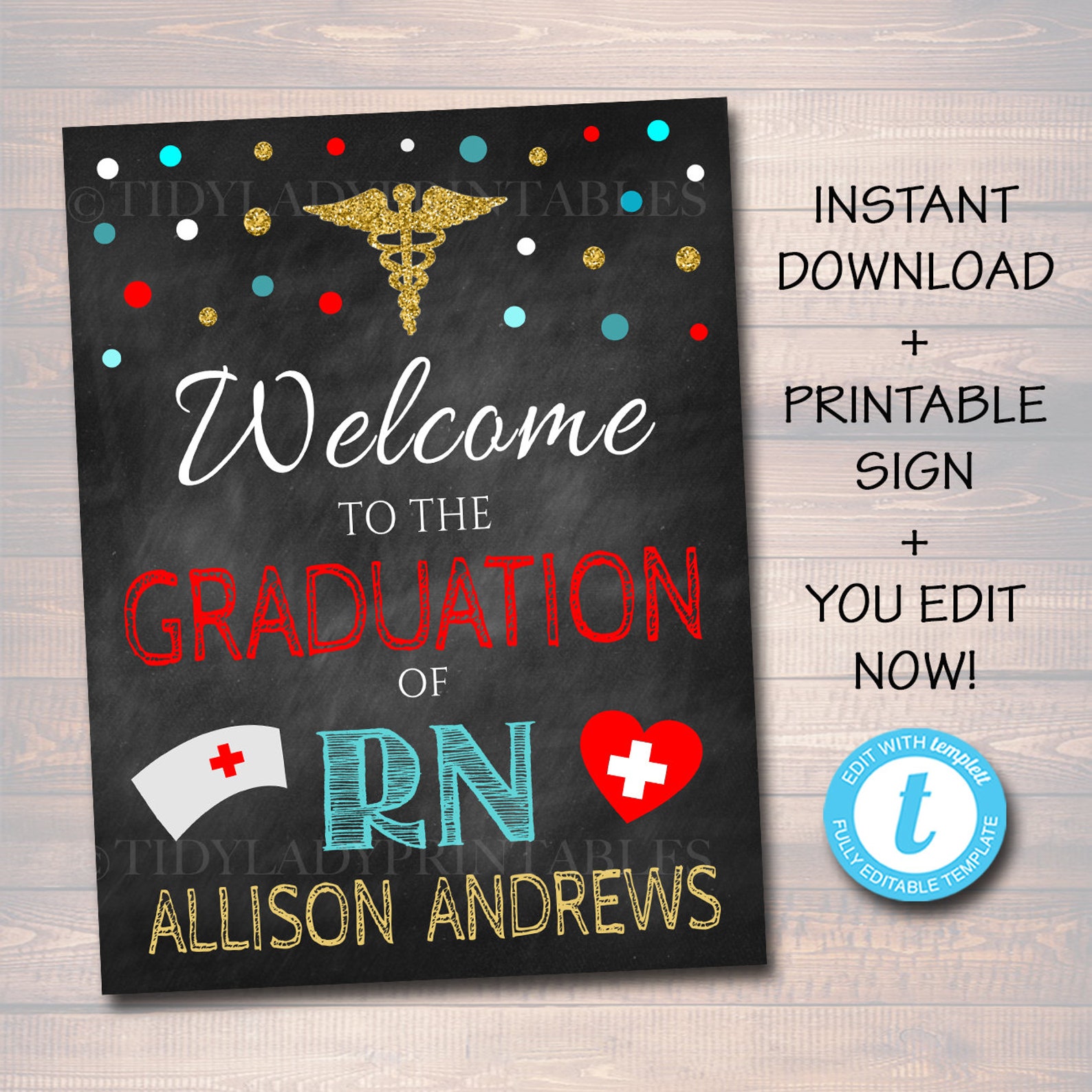 Editable Nurse Party Sign Graduation Chalkboard Printable | Etsy