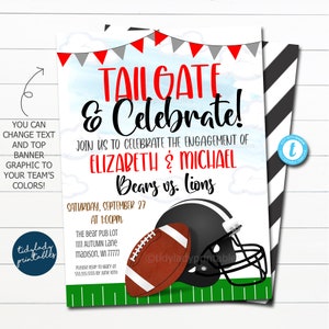 Football Engagement Invitation, Touchdown Party Coed Couples Tailgate ...
