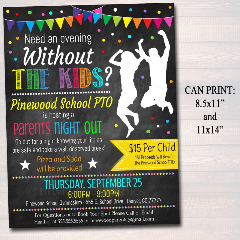Parents Night Out Flyers - Etsy