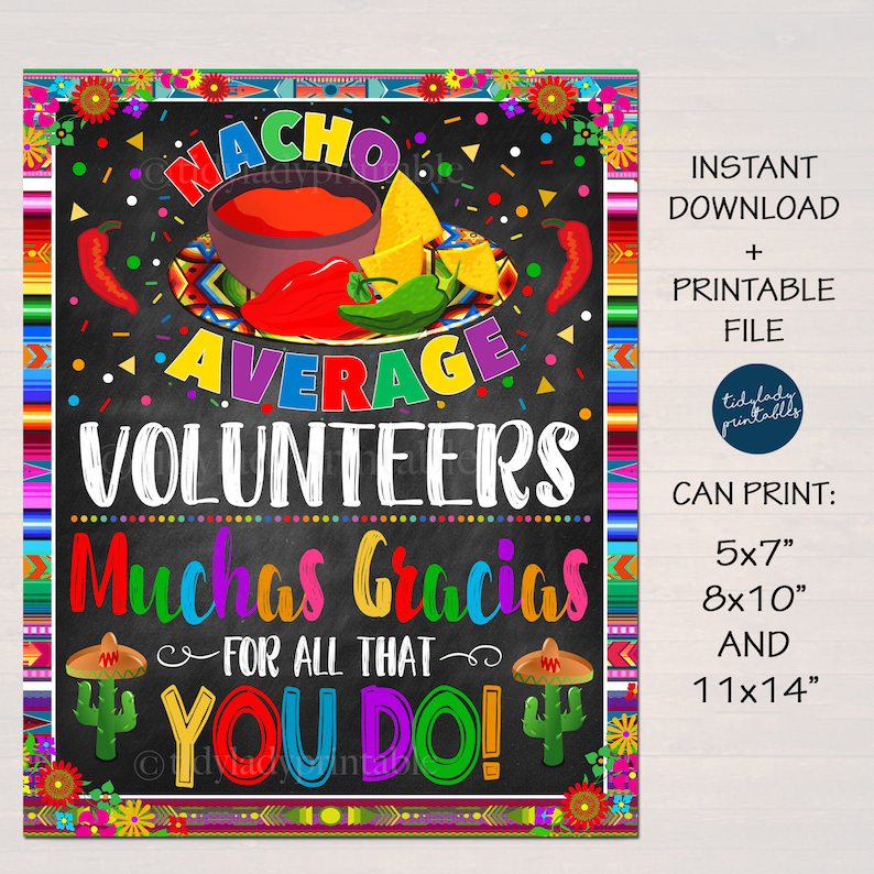 Fiesta Appreciation Sign Nacho Average Volunteer Muchas - Etsy