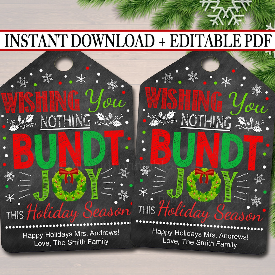 Christmas Bundt Cake Gift Tags Secret Santa Staff Teacher | Etsy