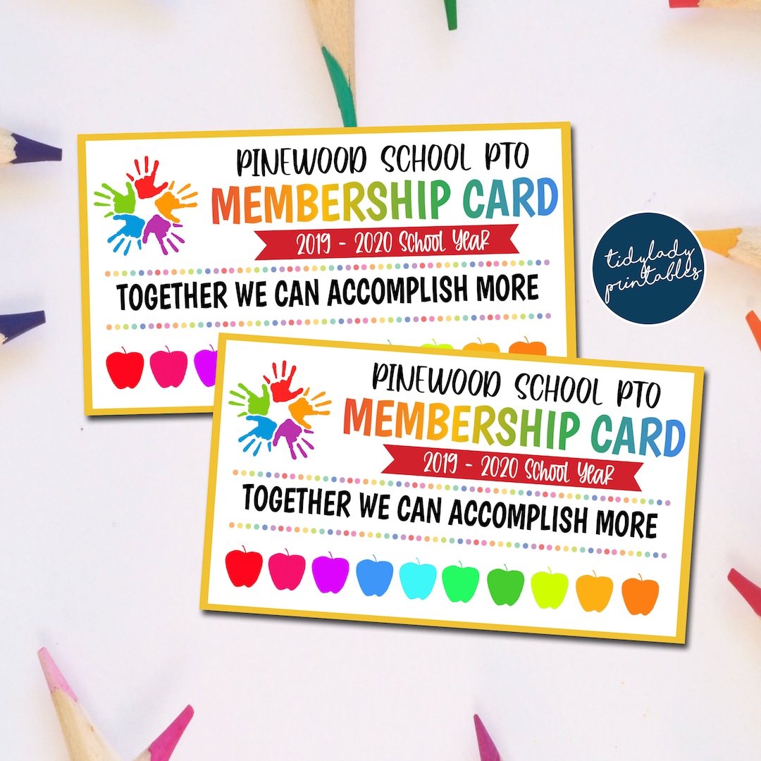 Editable PTO PTA Membership Card Template (digital Download) - Etsy