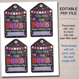 EDITABLE You're the Bomb Valentine's Day Gift Tags, Staff Teacher ...