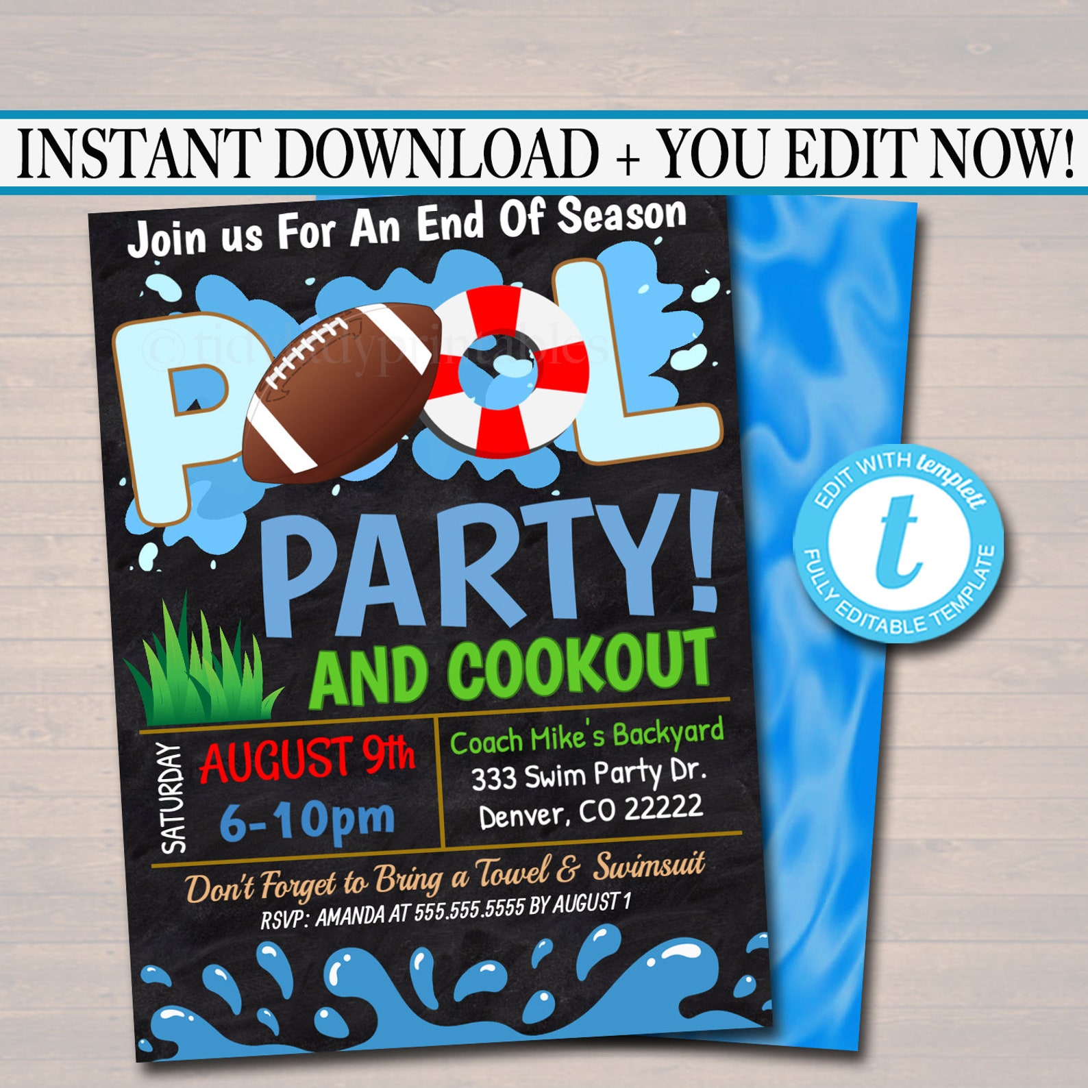 Football Pool Party Invitation: Editable Summer BBQ (digital Invite) - Etsy