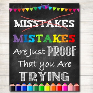 Classroom Decor, Mistakes Are Proof You're Trying Poster, Counselor ...
