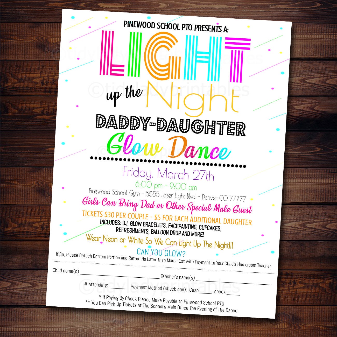 Editable Glow Dance Flyer Set: School, Church, Community (instant ...